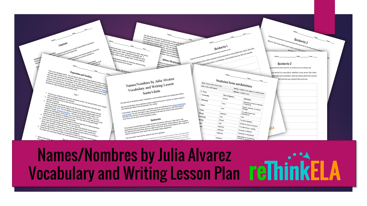 Teaching Vocabulary With Names/Nombres - reThink ELA