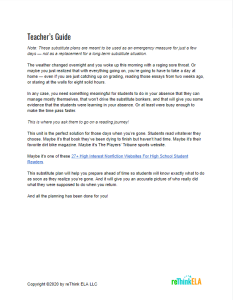 No Prep Sub Plans - reThink ELA