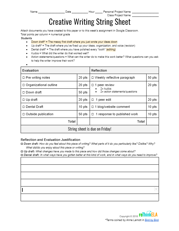 Creative Writing Resources - reThink ELA