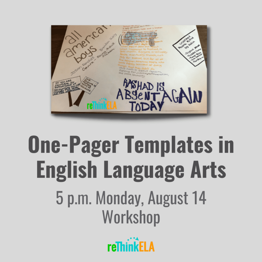 One-Pager Template Workshop - reThink ELA